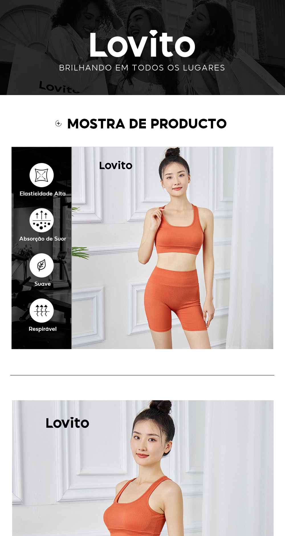 Lovito Conjunto Esportivo Casual Liso de Ombro Frio L15X200 (Orange) | Shopee Brasil