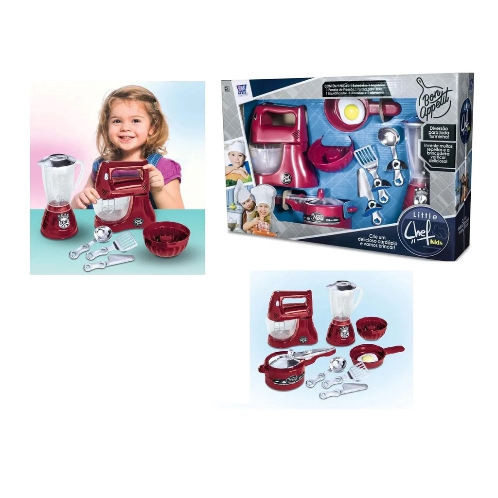Kit Cozinha Infantil Little Chef Kids 09 Peças Zuca Toys | Shopee Brasil