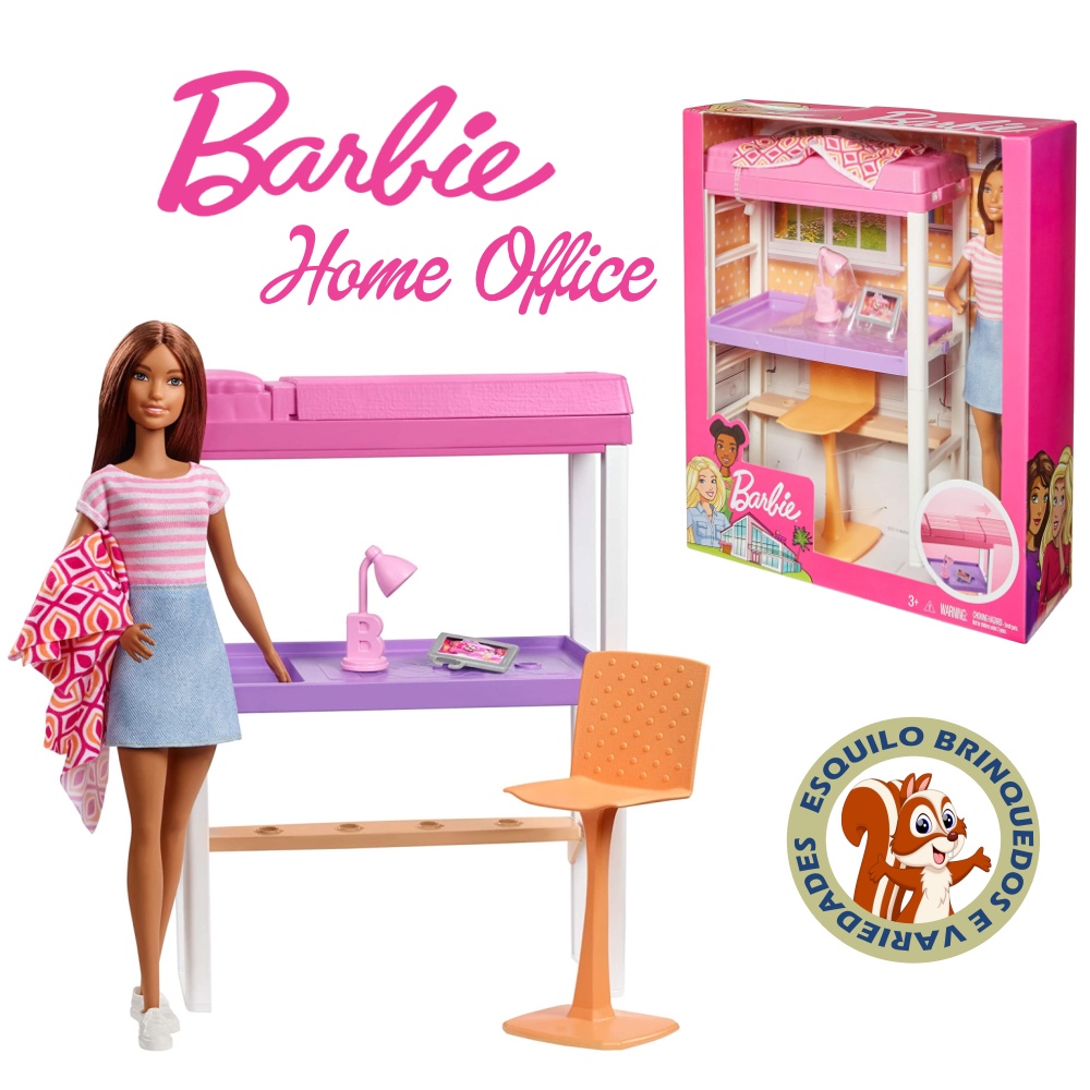 Boneca Barbie Escritório E Quarto Da Barbie Home Office | Shopee Brasil