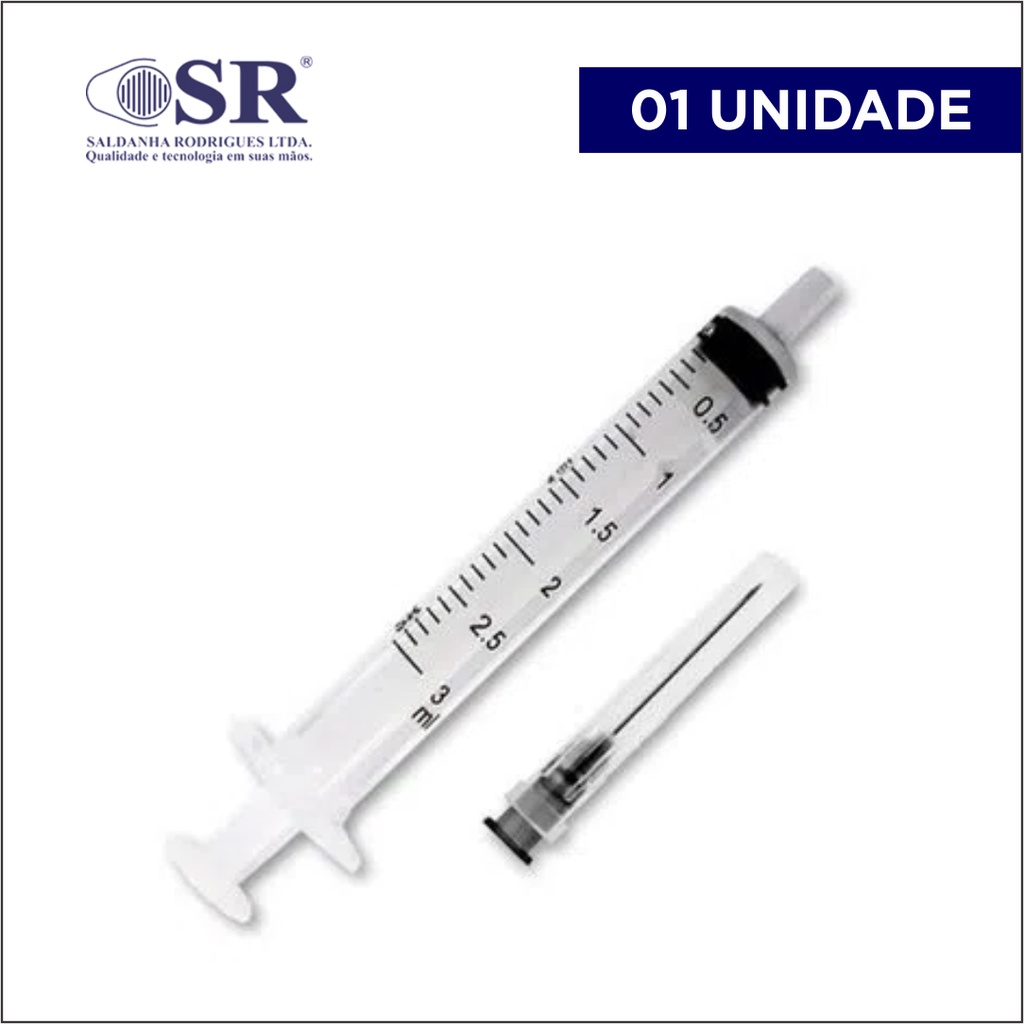 SERINGA SR 3ML BICO LUER LOCK COM AGULHA - 01 UNIDADE | Shopee Brasil