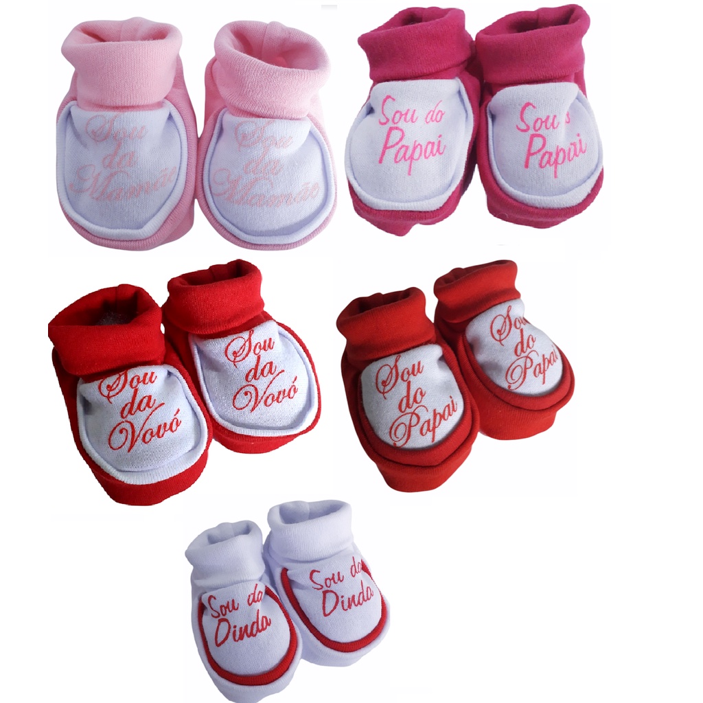 Pantufinha com frase MENINA sapatinho bebê. Sou da mamae papai vovó e ...