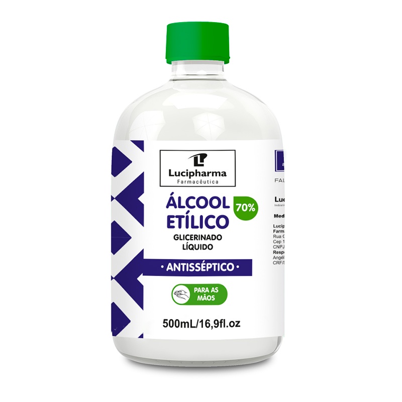 Álcool Glicerinado 70% Líquido 500ml Lucipharma | Shopee Brasil