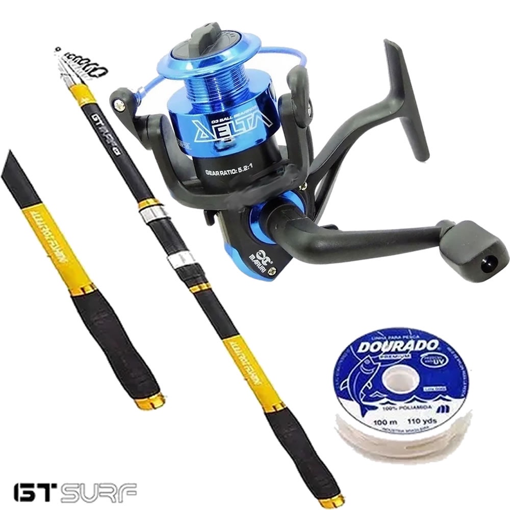 Kit Pesca Praia Vara Gt Surf 4,20 Molinete Delta 4000 Linha | Shopee Brasil