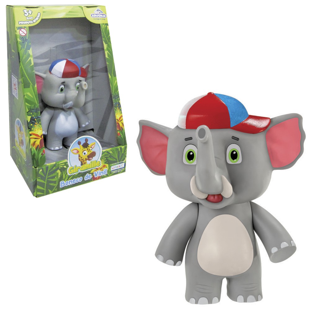 ANIMAL ELEFANTE TROMBA DE VINIL GIRAMILLE NA CAIXA | Shopee Brasil