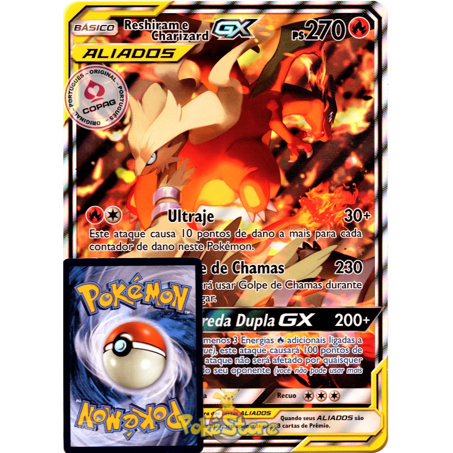 Carta Gigante Pokemon Reshiram e Charizard GX Aliados Full Art ...