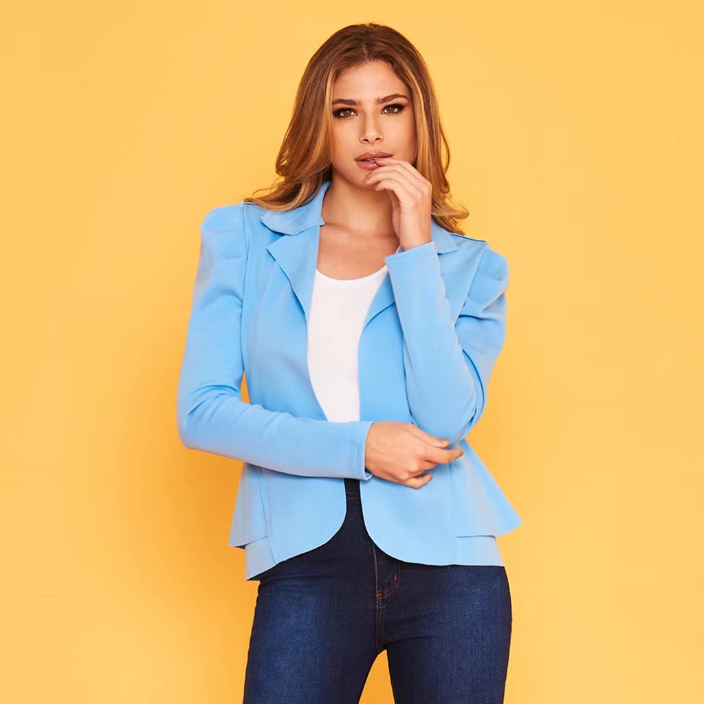 Blazer Neoprene Casaquinho Manga Princesa moda Feminina | Shopee Brasil
