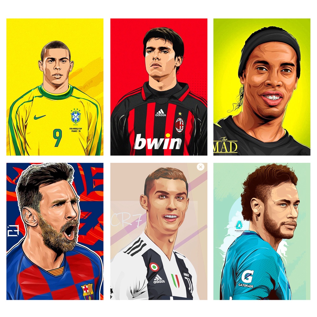 Placa Decorativa Futebol Neymar Messi Ronaldo Kylian Mbappé Varias ...
