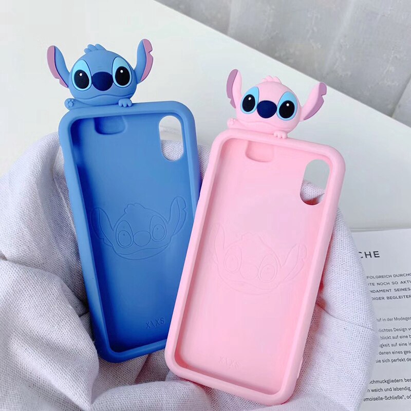 Luxury cute 3D Stitch support soft silicone phone case For iPhone 12 11 Pro Max 8 7 6 6s Cover ...