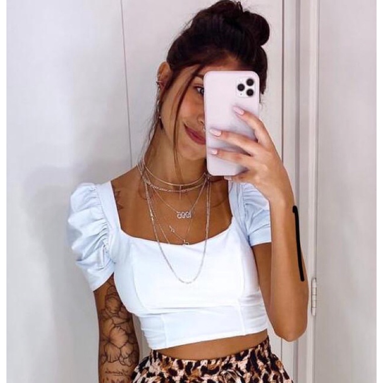 Cropped Manga Princesa Moda Feminina Cropt Tendencia Blogueira | Shopee ...