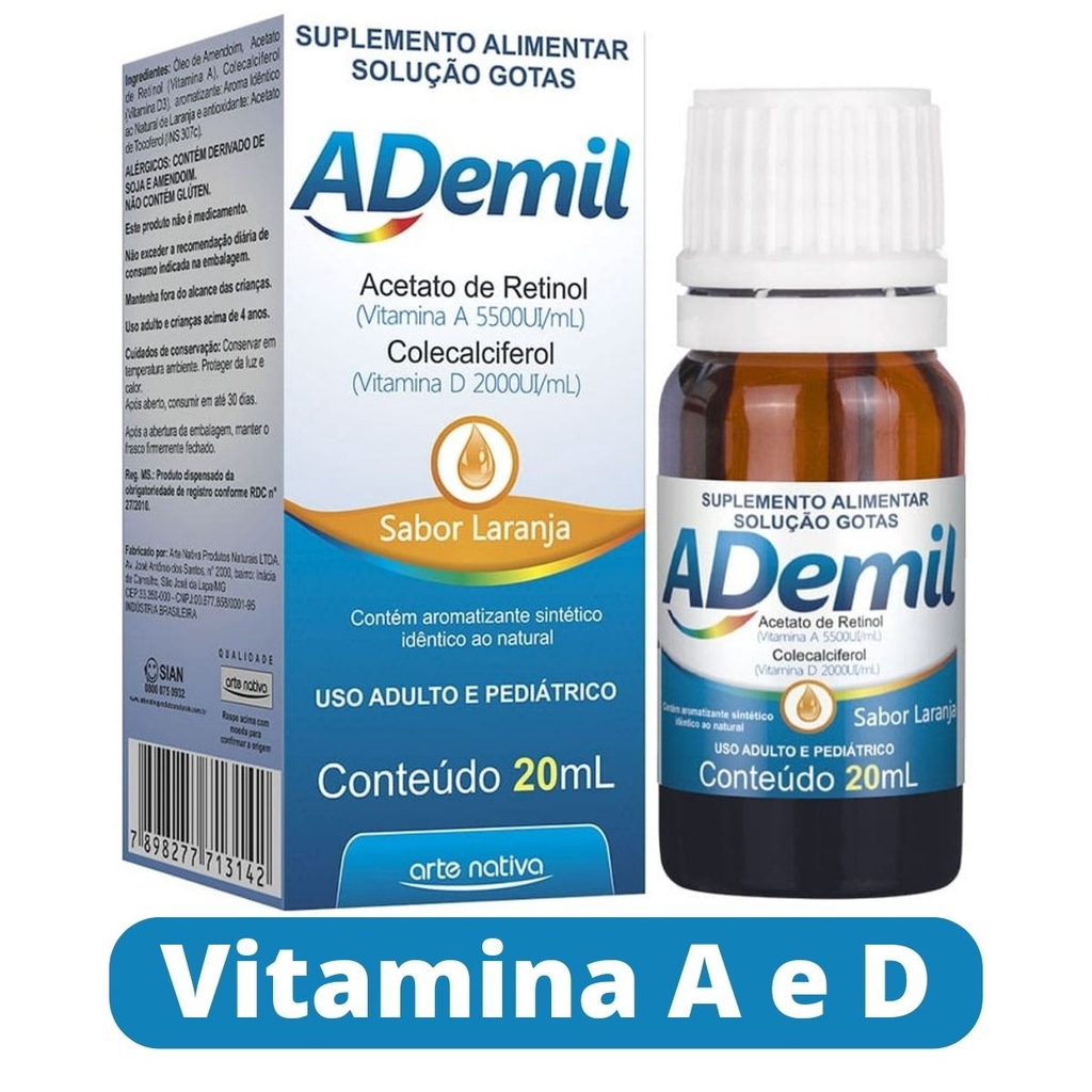 Vitamina Ademil 20ml - Vit A, Vit D. Mesmo Que Ad-til Adtil | Shopee Brasil