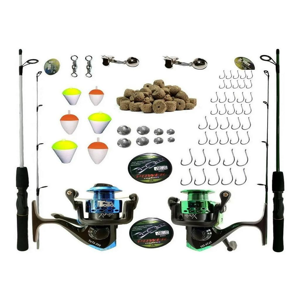 Kit de Pesca Completo 2 Vara 1,20 6k Com Molinete e Acessorios | Shopee Brasil