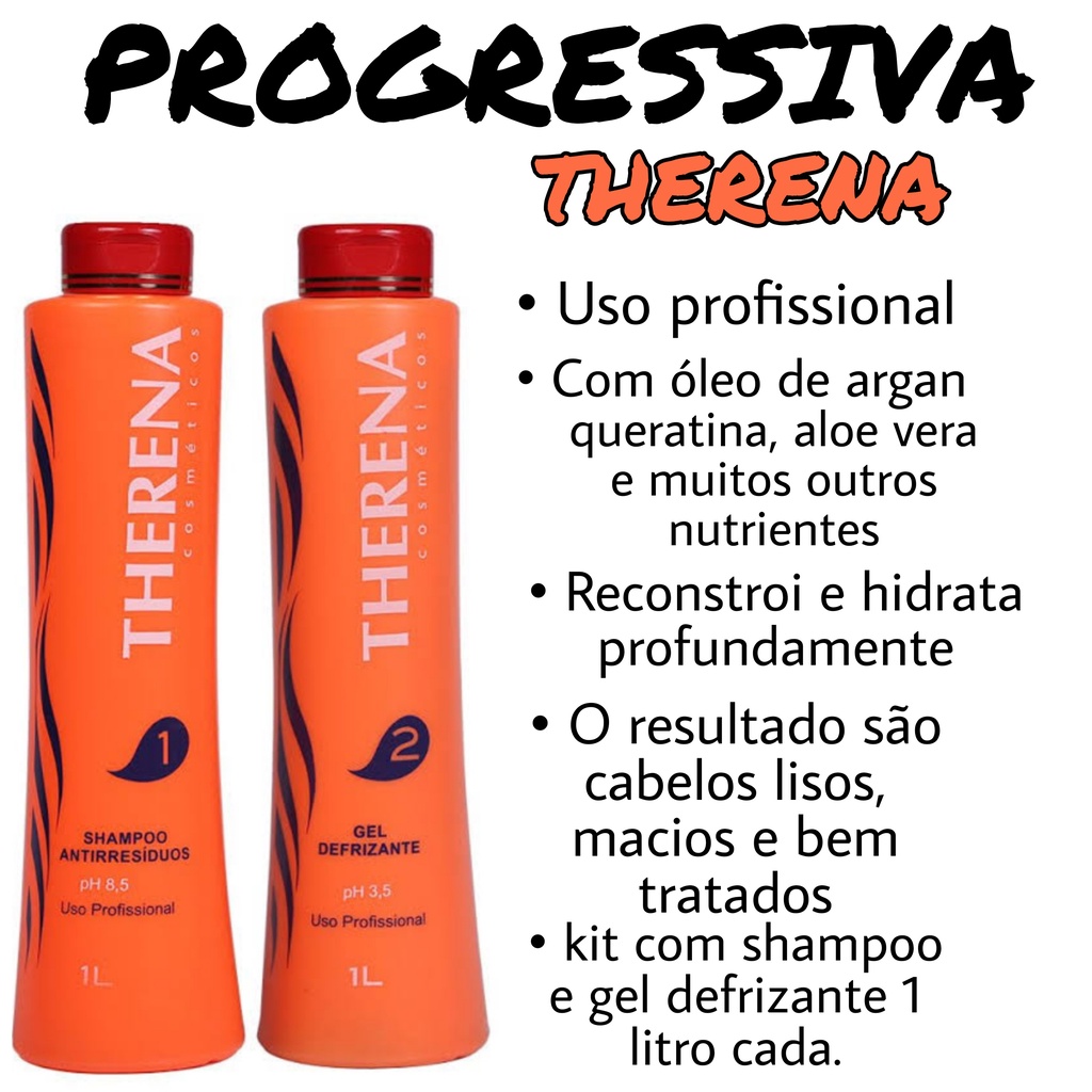 Escova progressiva therena 2x1 litro indicada para cabelos resistente a ...