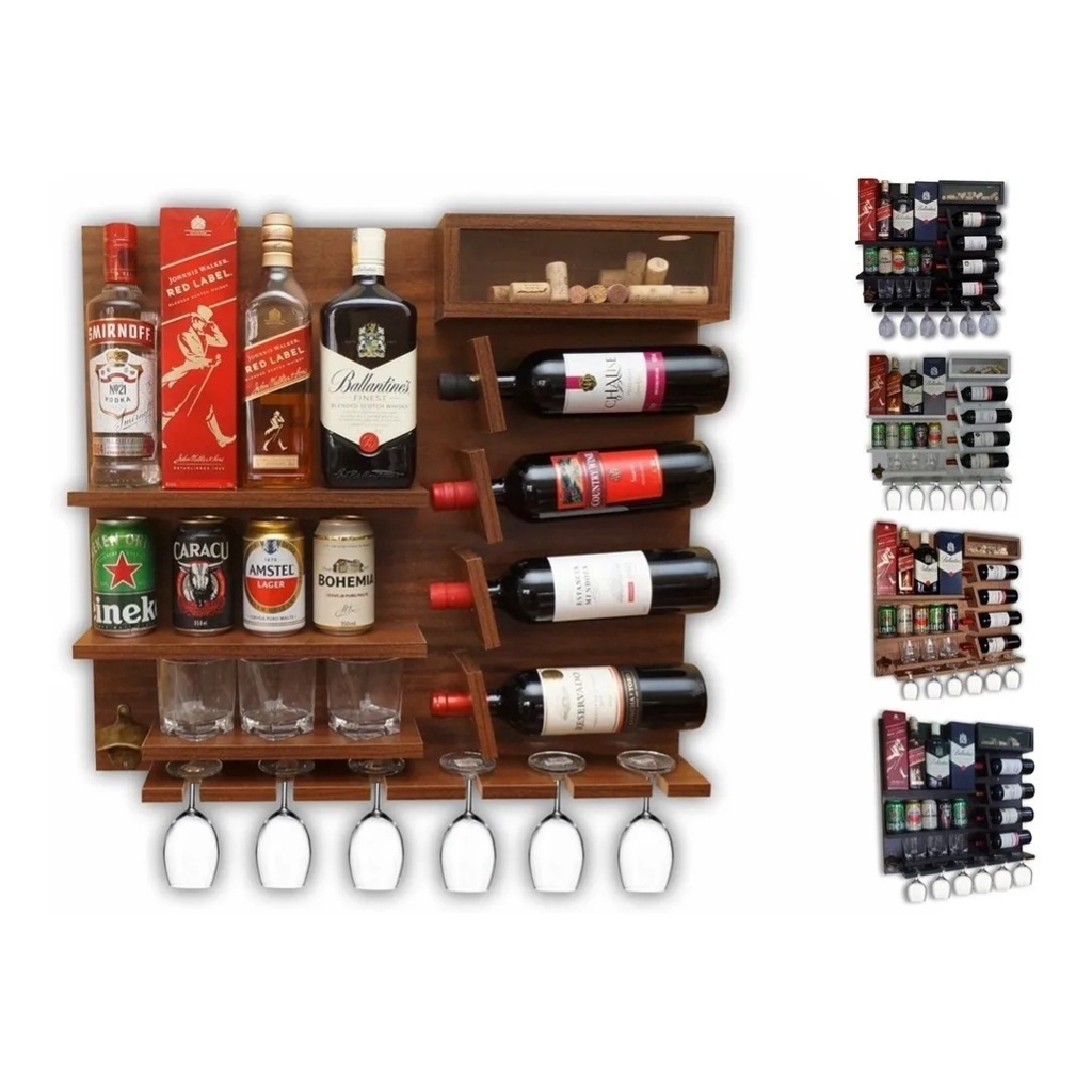 Bar Parede Adega Madeira Barzinho Com Abridor Vinho Sala | Shopee Brasil