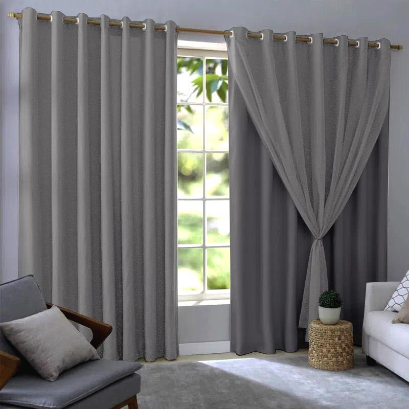 Cortina Voil Cinza claro Com Forro 3 00 X 2 50 Sala quarto Para Var o
