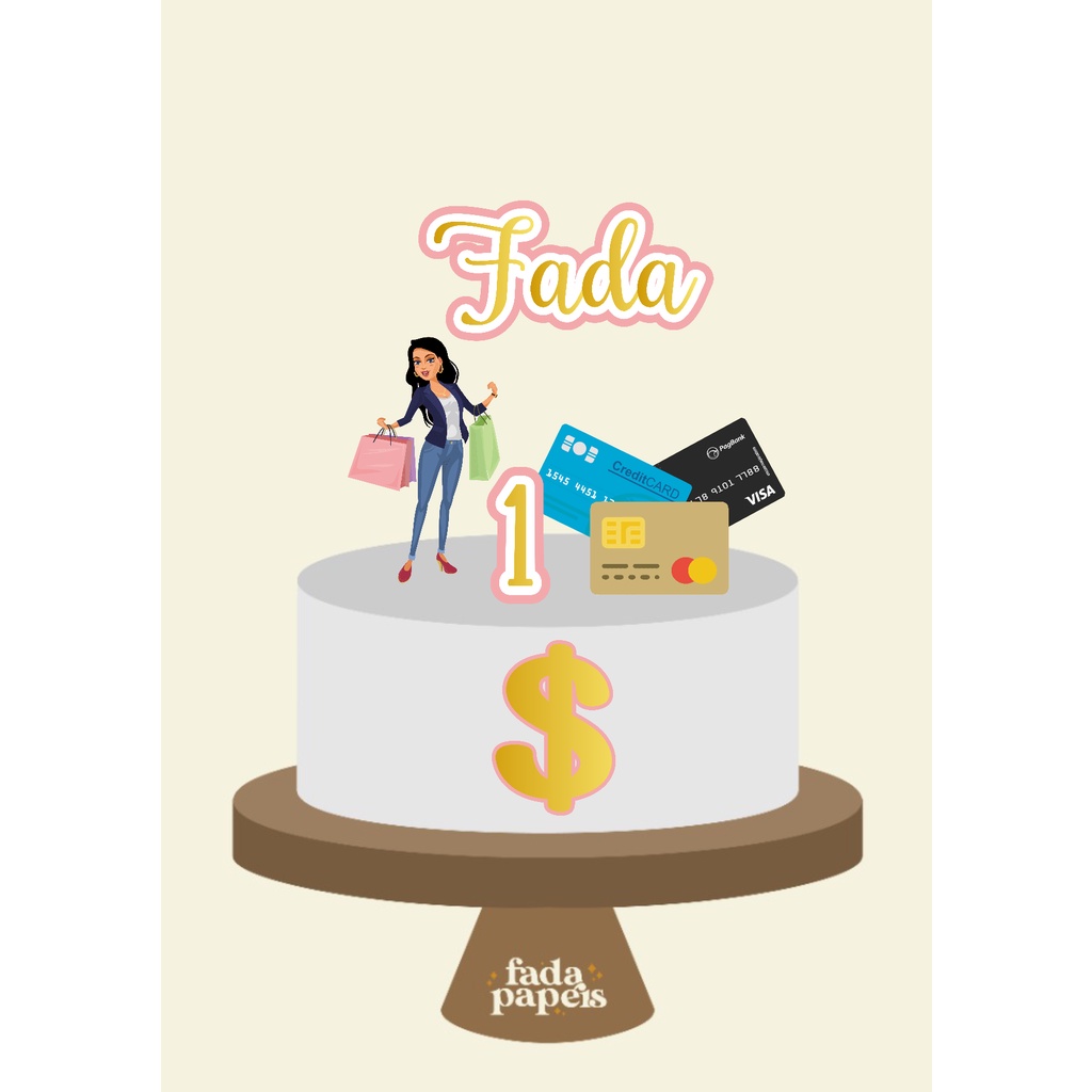 Topo de Bolo Personalizado Compras | Shopee Brasil