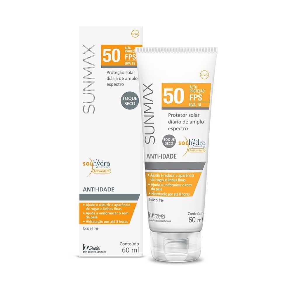 Protetor Solar Stiefel Sunmax Anti Idade Pele Normal a Seca FPS 50 60ml ...