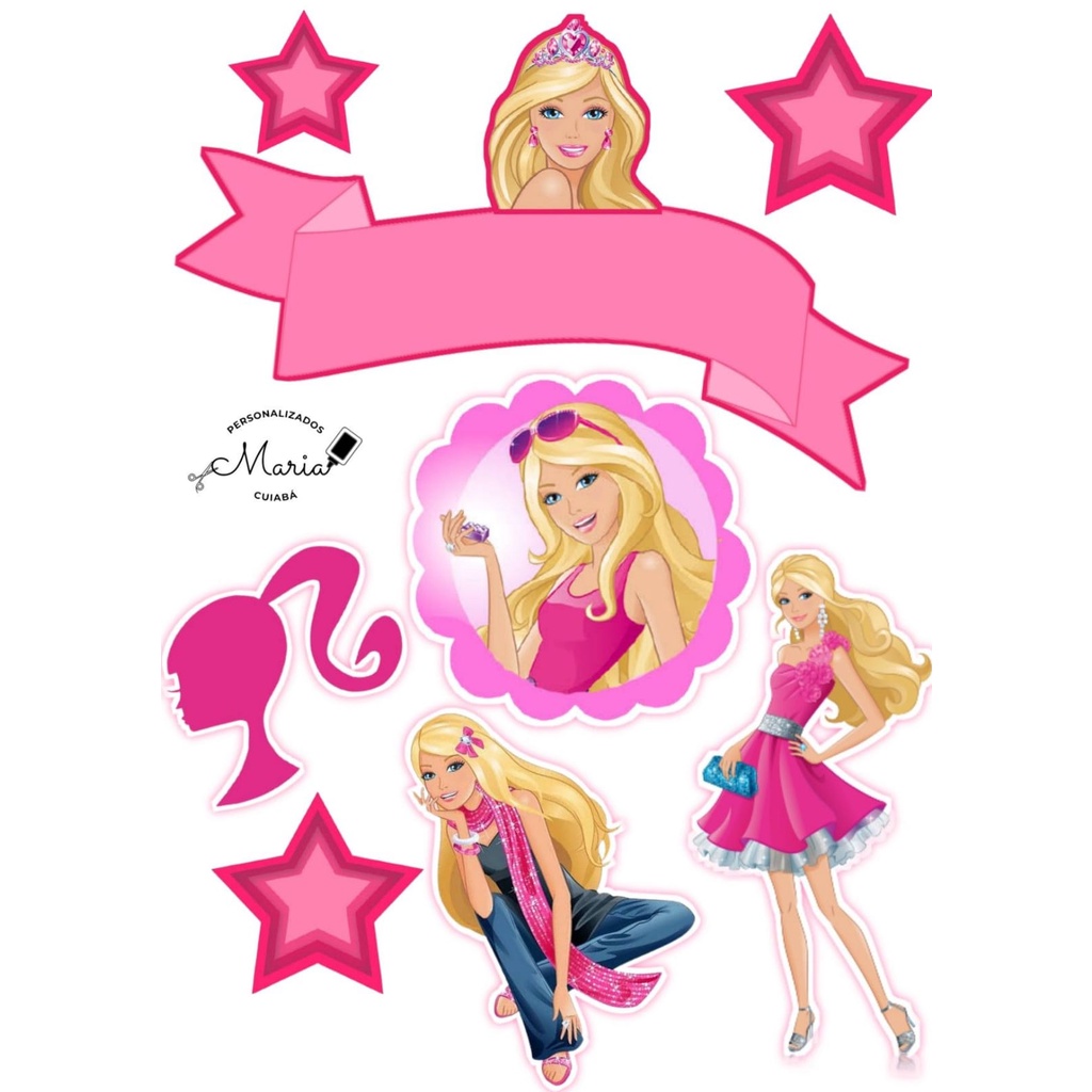 Topo De Bolo Topper BARBIE Cortado Colado Envio Imediato Personalizado ...