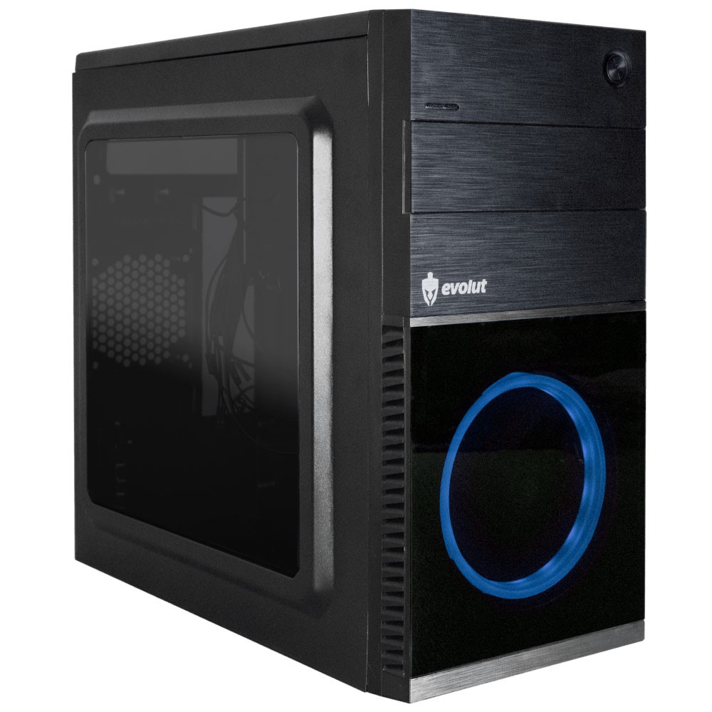 Gabinete Gamer Evolut Shin Preto Fan 120 Led Azul Mini Tower C/Janela ...