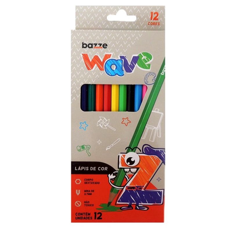 lapis Cor wave Bazze 12 Cores Tris Sextravado 2.7MM | Shopee Brasil