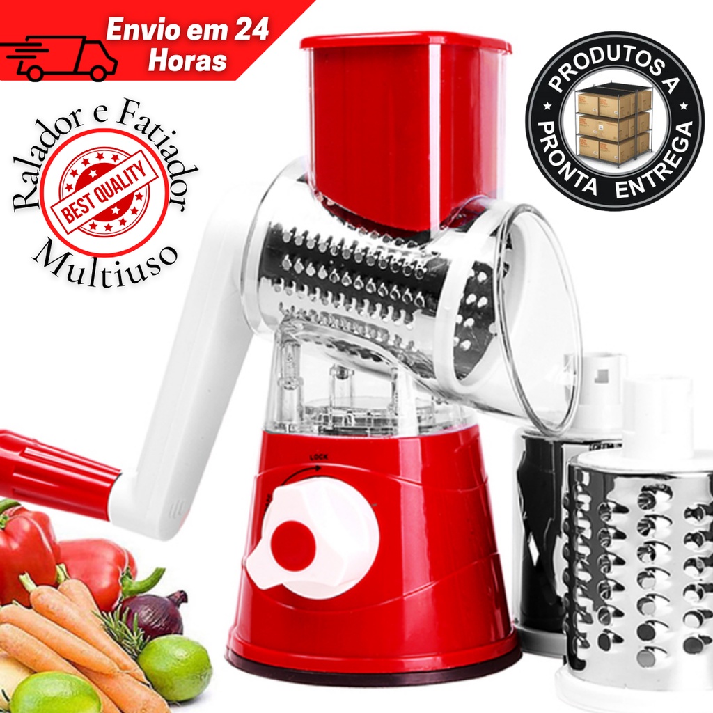 Ralador e Fatiador De Legumes Queijos Verduras Multiuso Top 3 Em 1 ...