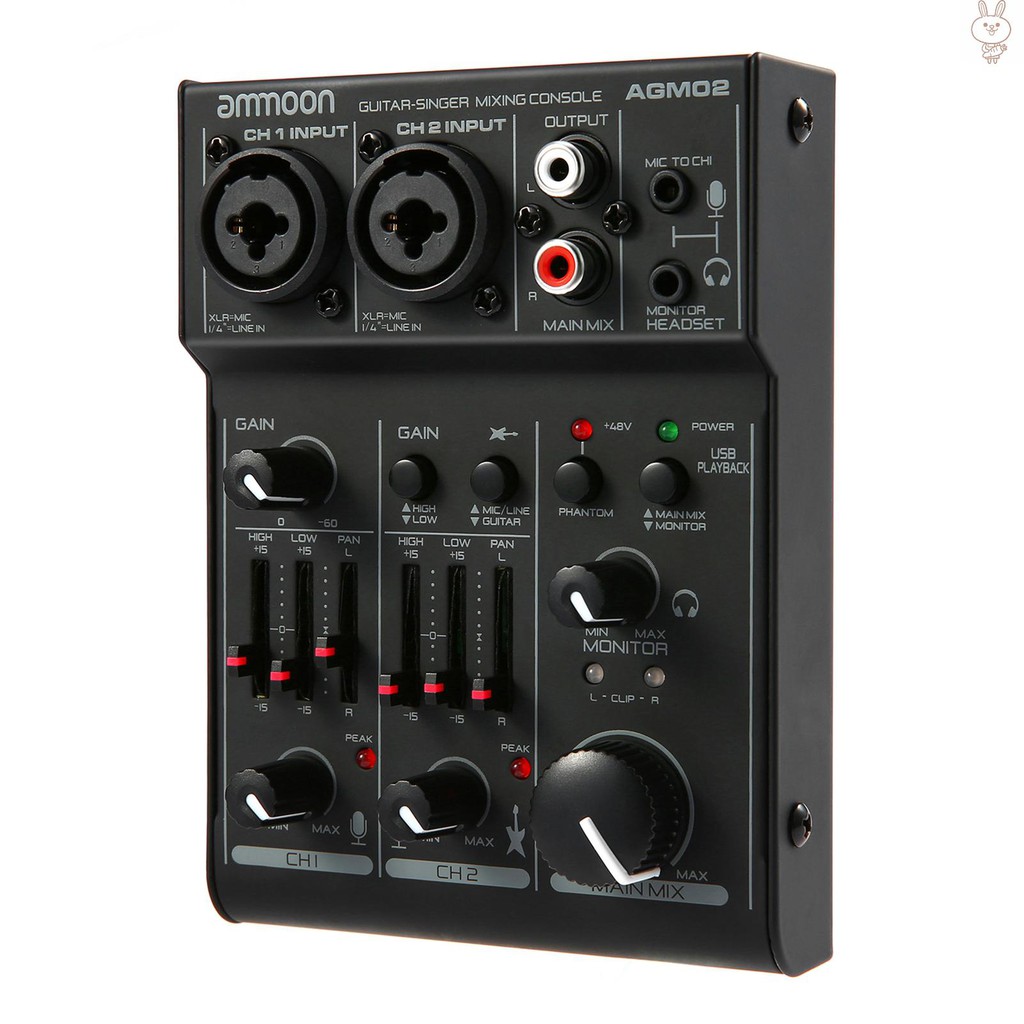 ammoon AGM02 Mini 2-Channel Sound Card Mixing Console Digital Audio ...