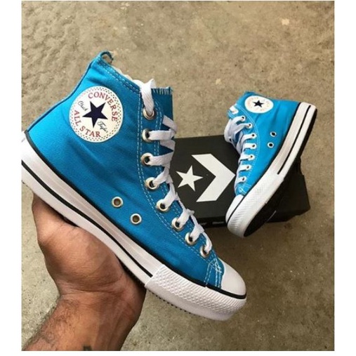 Tênis All Star Cano Alto Masculino e Feminino Azul Marinho Unissex ...