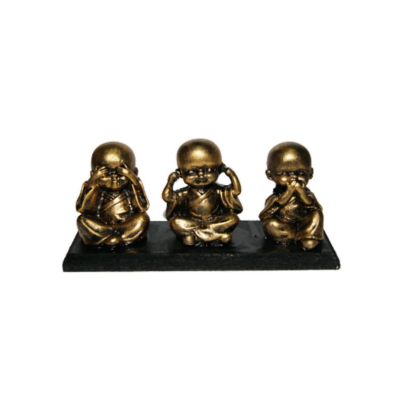 Trio De Buda Cego Surdo E Mudo Em Resina | Shopee Brasil