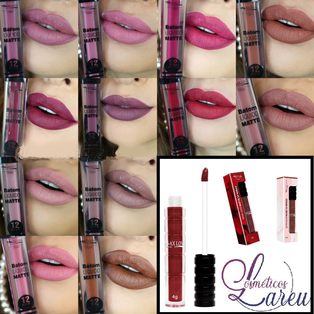 Max Love Batom Líquido Matte 30 horas Longa Duração Não Transfere 4ml ...