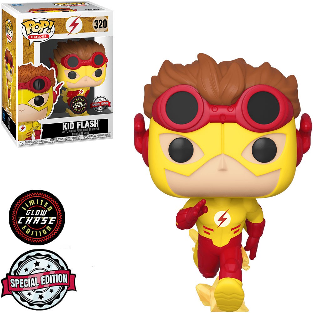 FUNKO POP HEROES THE FLASH CHASE EXCLUSIVE - KID FLASH 320 (GLOWS IN ...
