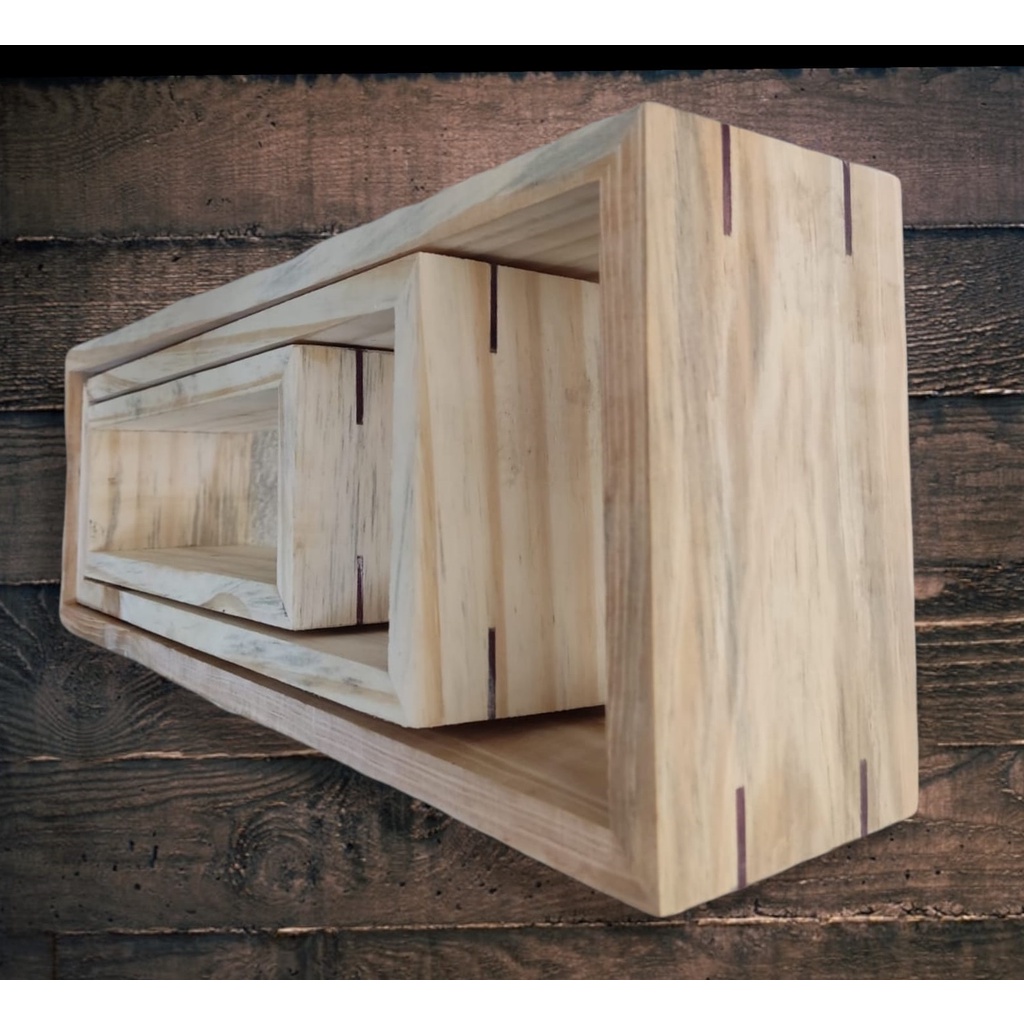 Kit 3 Nicho Retangular Madeirado 30/40/50 Madeira Decorativo Com ...