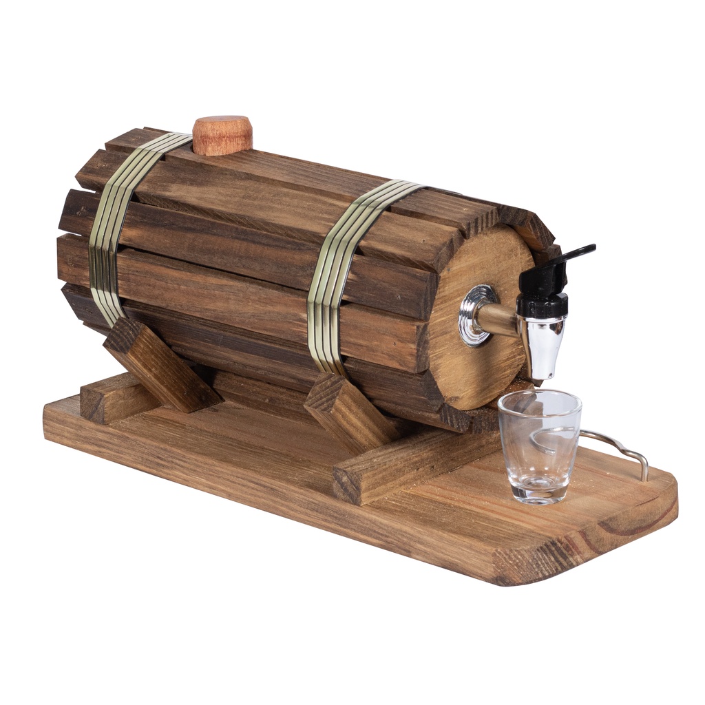Barril pingometro rustico deitado para cachaça + funil tonel presente ...