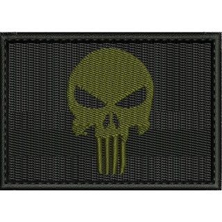 Patch Bordado 8x5,5 Cm Caveira Punisher Justiceiro com carrapicho, para costurar ou termocolante ...