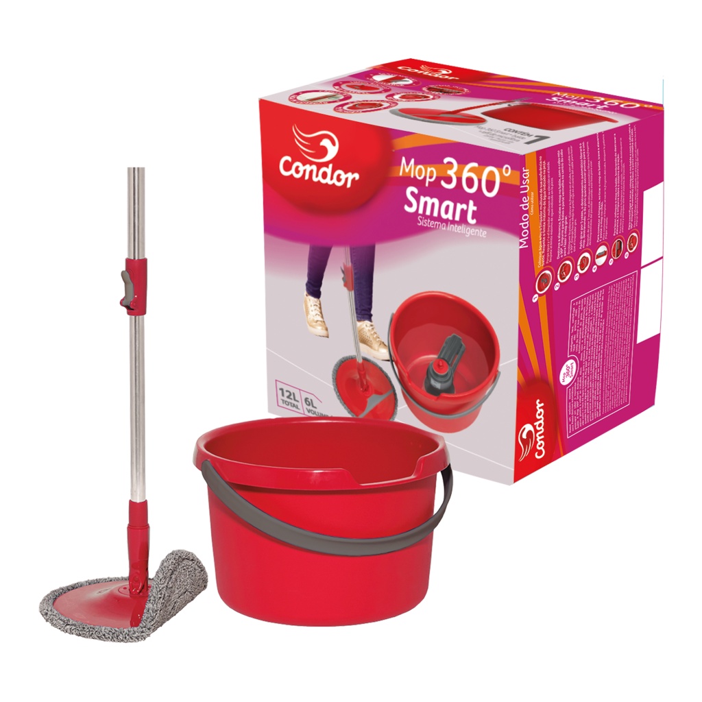 Mop 360 Smart Microfibra Sistema Inteligente Condor Com Cabo Extensível ...