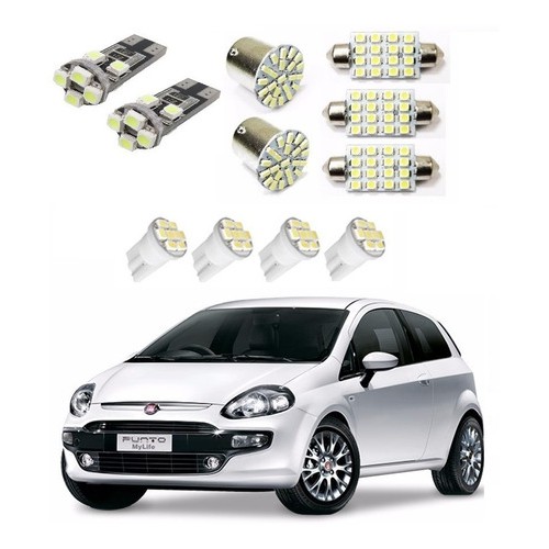 Lampadas Super Led Fiat Punto Kit Completo Todos os Modelos 12v Branca ...