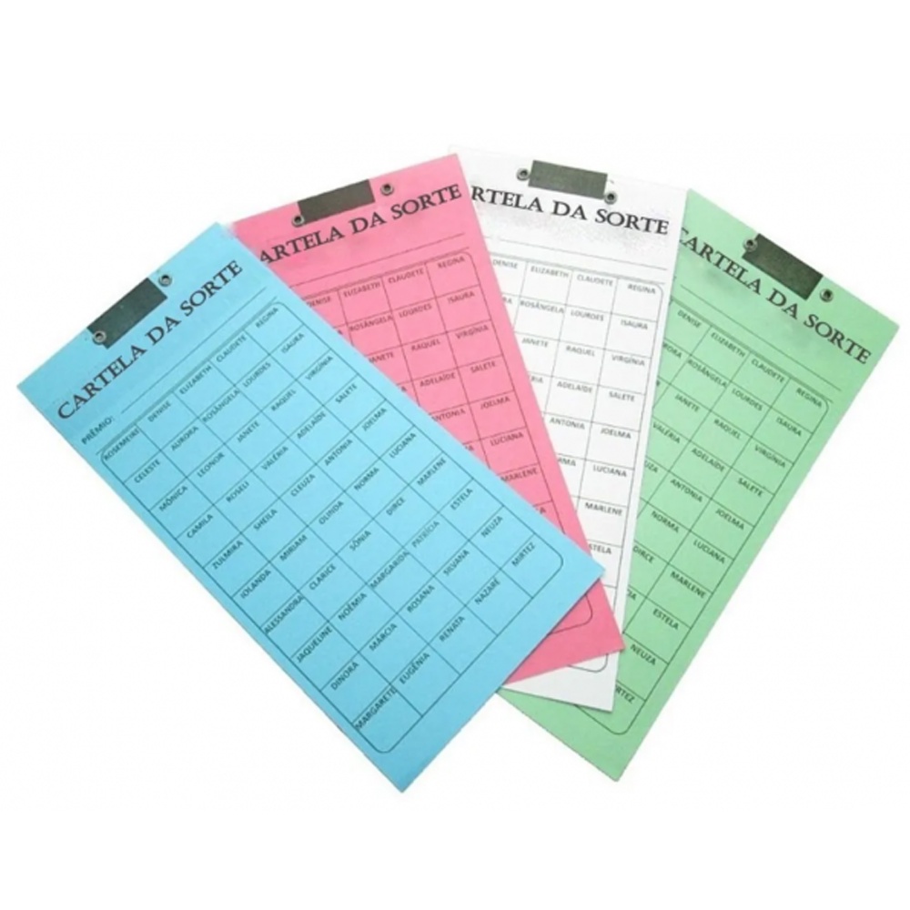 cartela de rifa com 150 nomes pacote com 10, cartela da sorte , cores variadas | Shopee Brasil