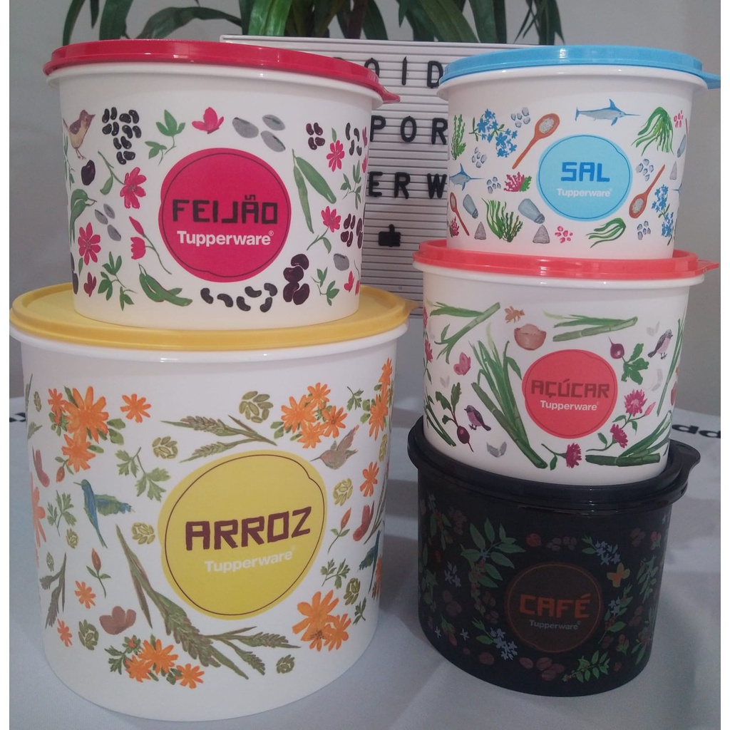 Kit Caixa Floral Tupperware 5 peças | Shopee Brasil