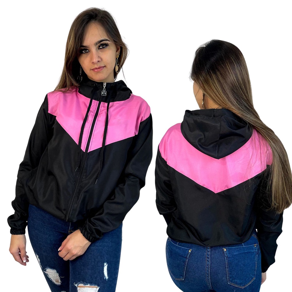 Corta Vento Feminina Preto e Rosa | Shopee Brasil