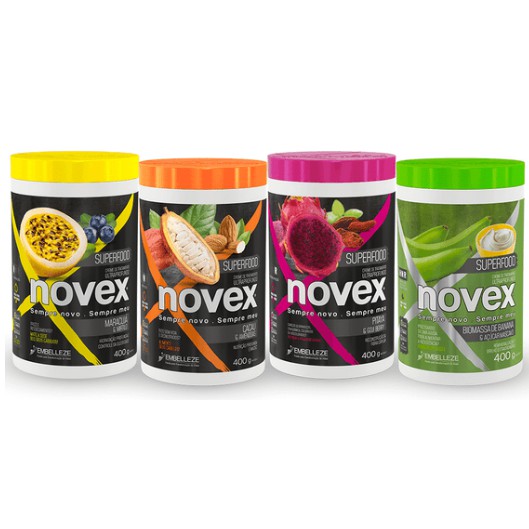 Kit Cremes de Tratamento Novex Superfood Cronograma Capilar KIT 400g | Shopee Brasil