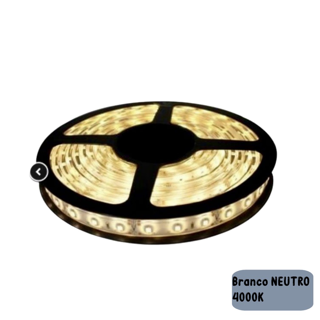 Fita de led rolo 5 metros branco neutro 4000k autocolante com silicone ...