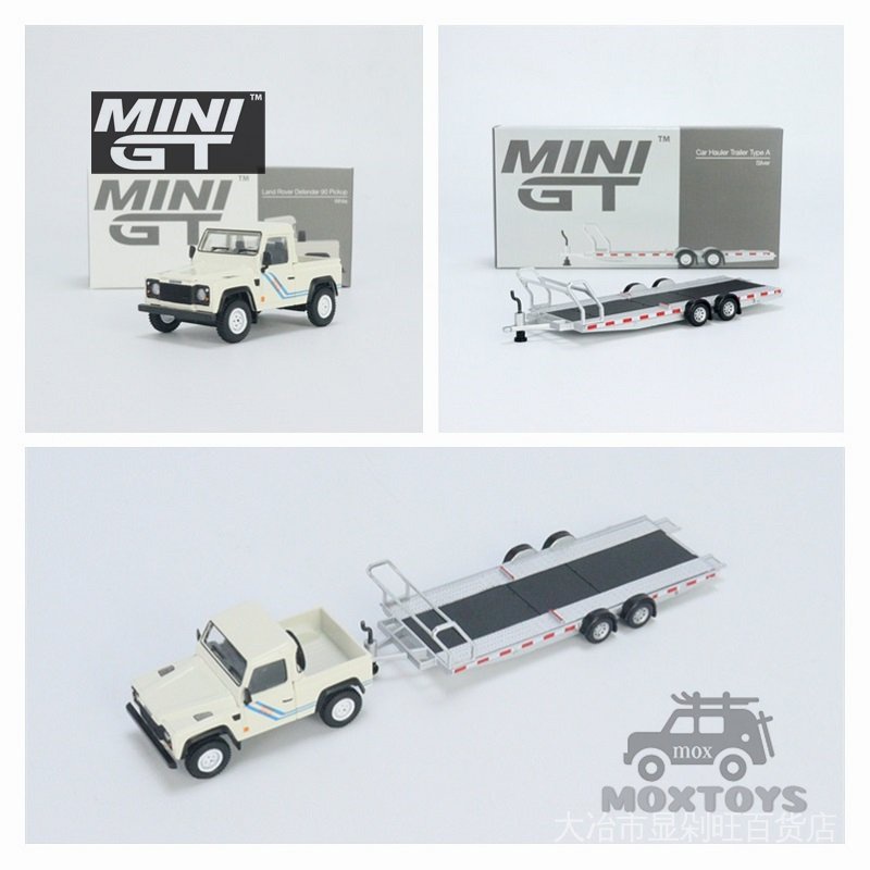 MINI GT 1 : 64 Land Rover Defender 90 Pickup/Hauler Trailer Diecast ...