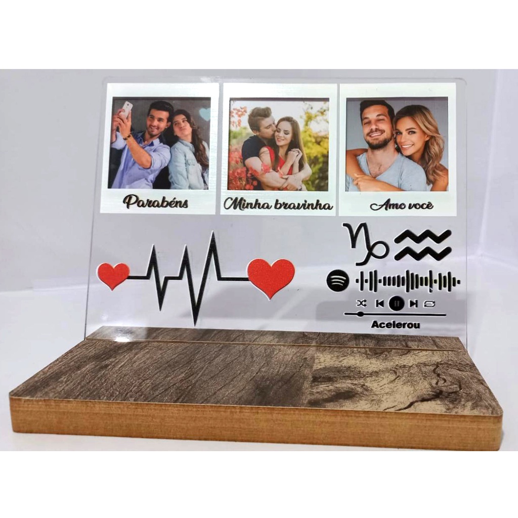 Presente Criativo Namorados Porta Retrato Spotify,Signos,Namorada,Casal ...