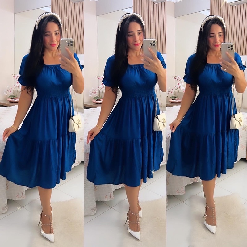 vestido Midi | Shopee Brasil