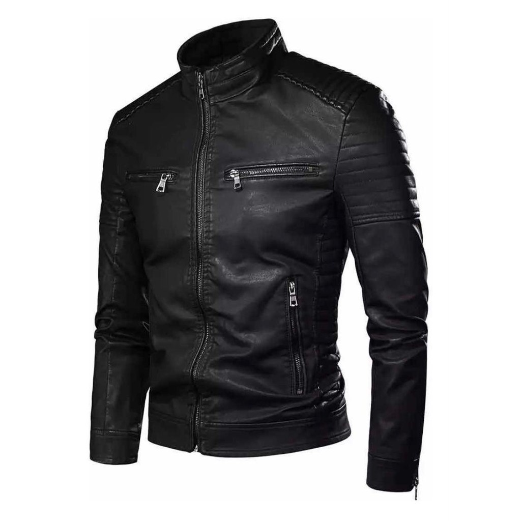 Jaqueta De Couro Forrada Masculina Moda Inverno Motoqueiro Frio I | BeeCost