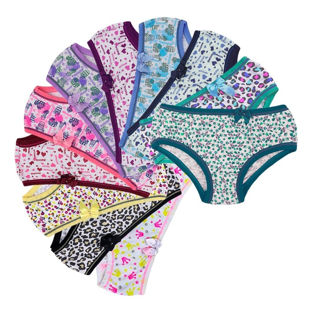 Calcinha Infantil Juvenil Menina Microfibra Poliamida Estampada Tanga ...