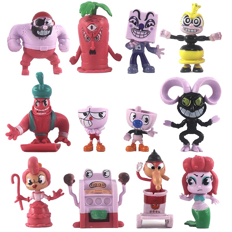 12pçs/Conjunto Anime The Cuphead Show Mugman Mark Cup King Dices Ollie ...