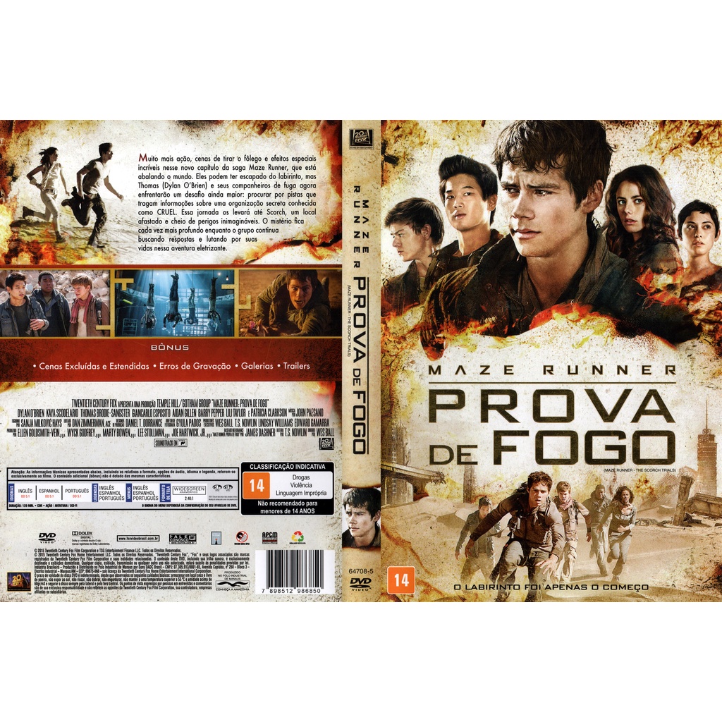 Dvd Maze Runner 2 - Prova De Fogo - Original (Original/Lacrado ...