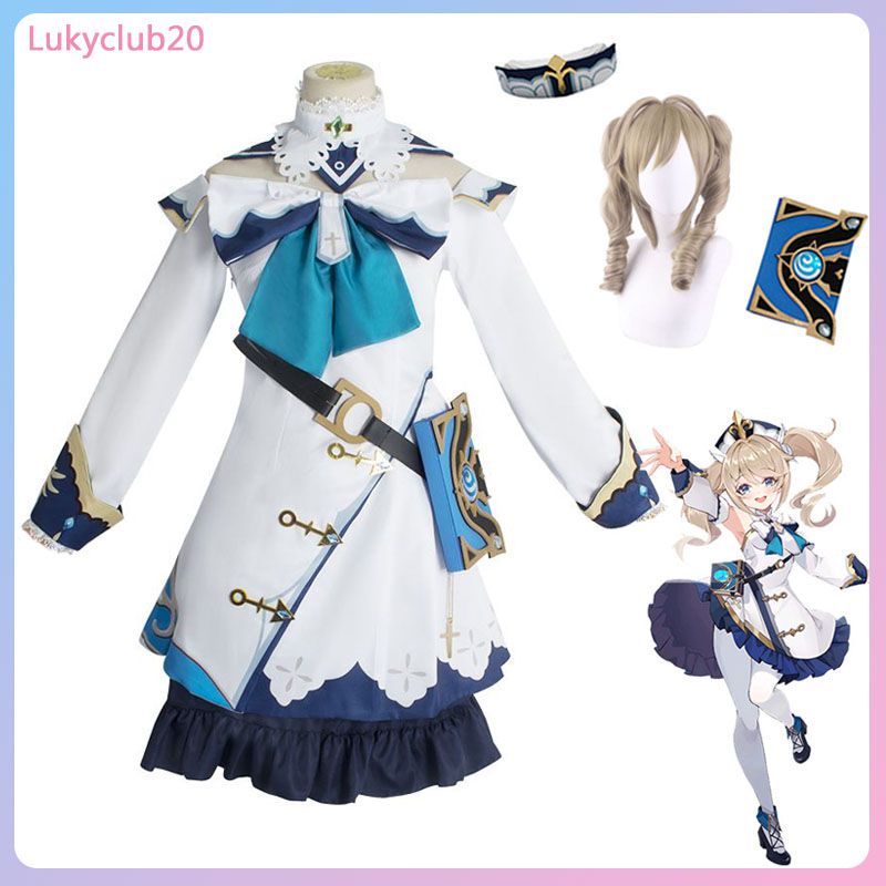 Genshin Impact Cosplay Barbara Costume Wig Halloween Party Anime Game ...
