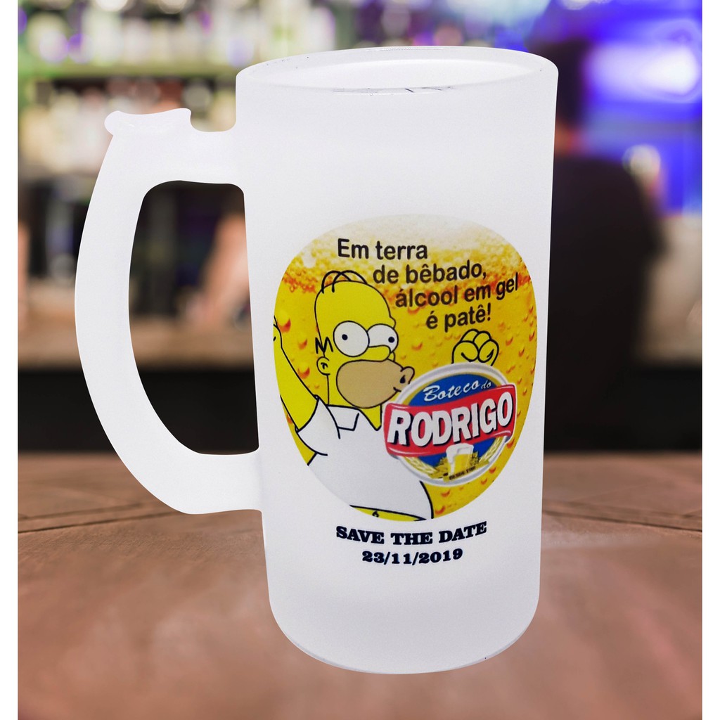 Caneca Chopp Vidro Jateado The Simpsons - Homer Simpson | Shopee Brasil