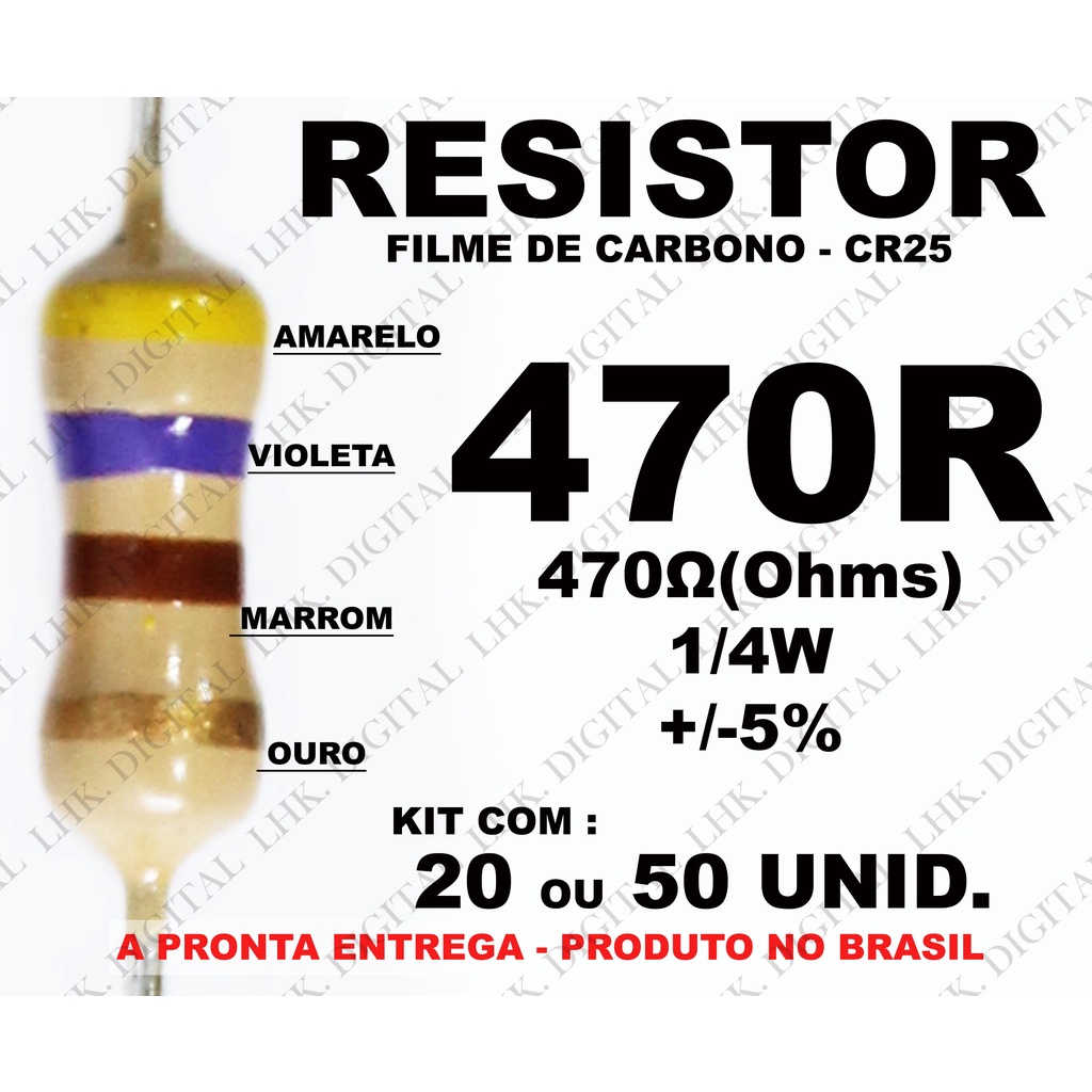 Resistor 470R 1/4W 5% CR25 470 ohms | Shopee Brasil