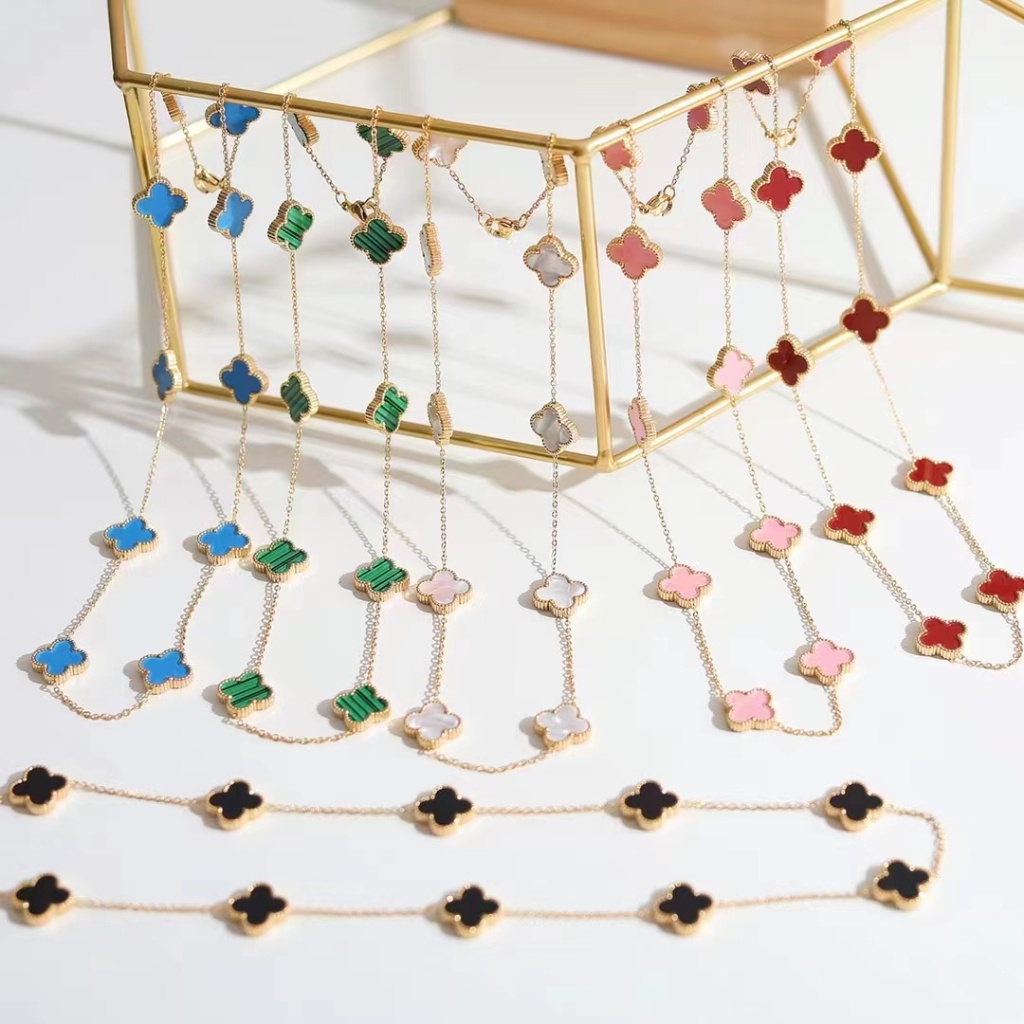 Colar Feminino De 10 Folhas Com Trevo De Quatro Dupla Face | Shopee Brasil